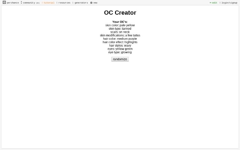 OC Creator ― Perchance Generator