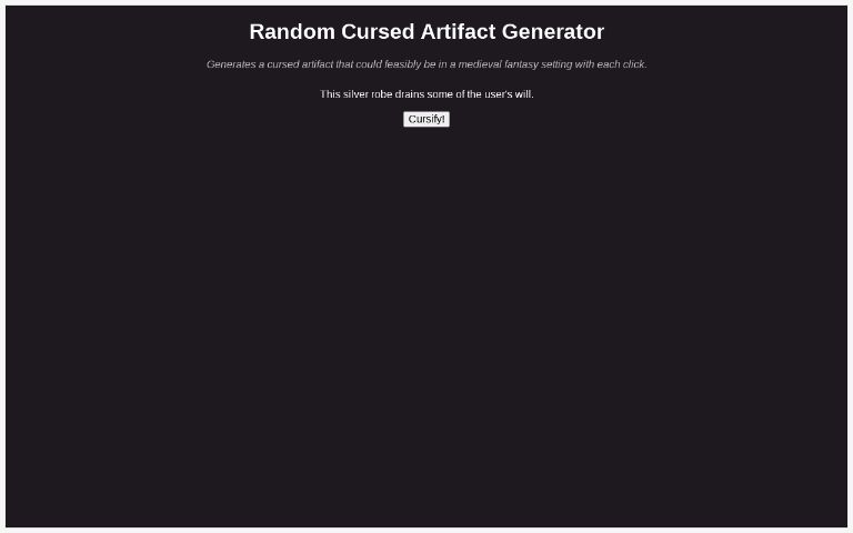 Random Cursed Artifact Generator