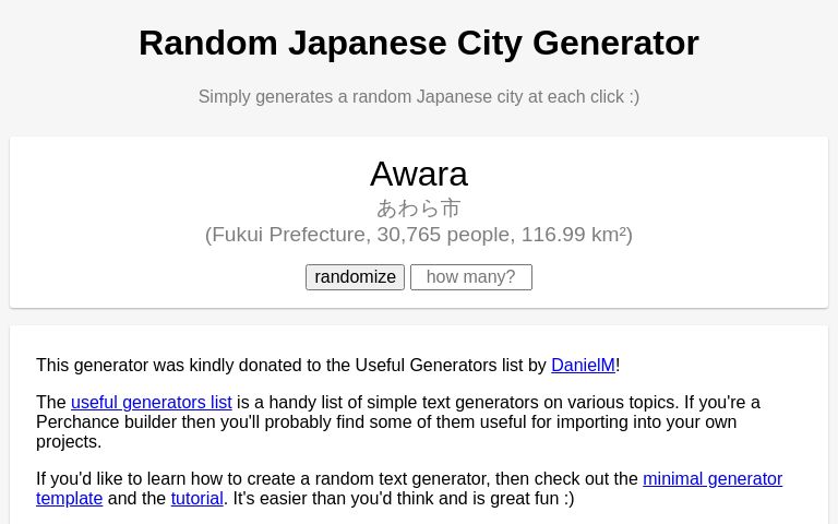 Random Japanese City Generator