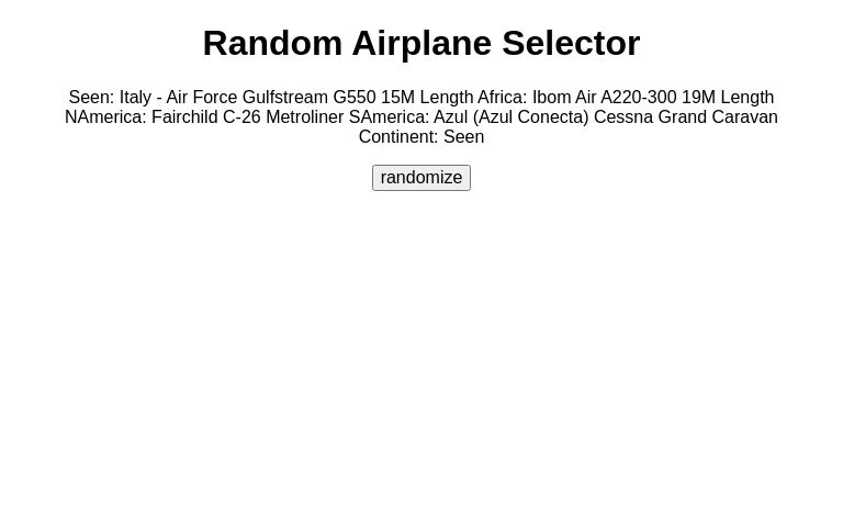 Random Airplane Selector ― Perchance Generator