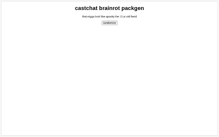 castchat brainrot packgen ― Perchance Generator