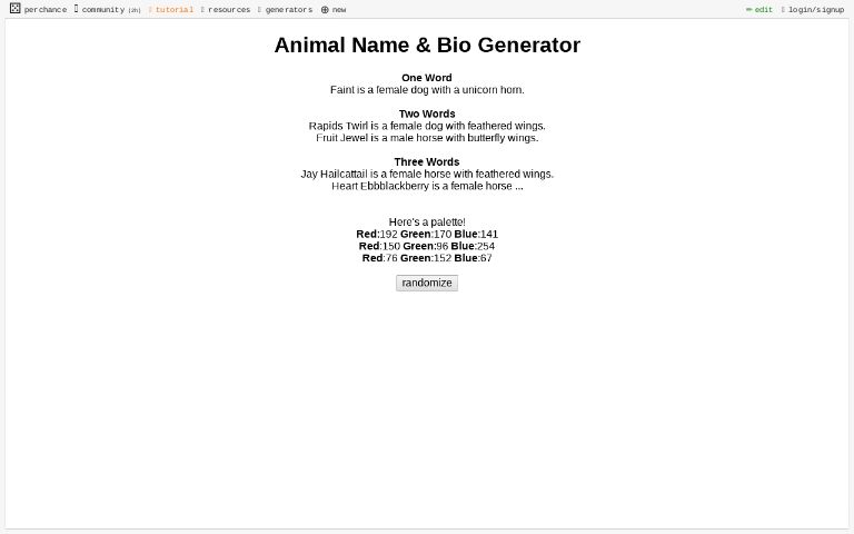 Animal Name & Bio Generator