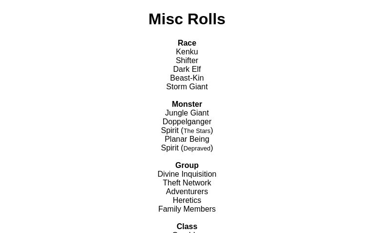 Misc Rolls ― Perchance Generator