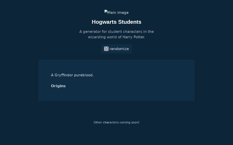 Hogwarts Students ― Perchance Generator