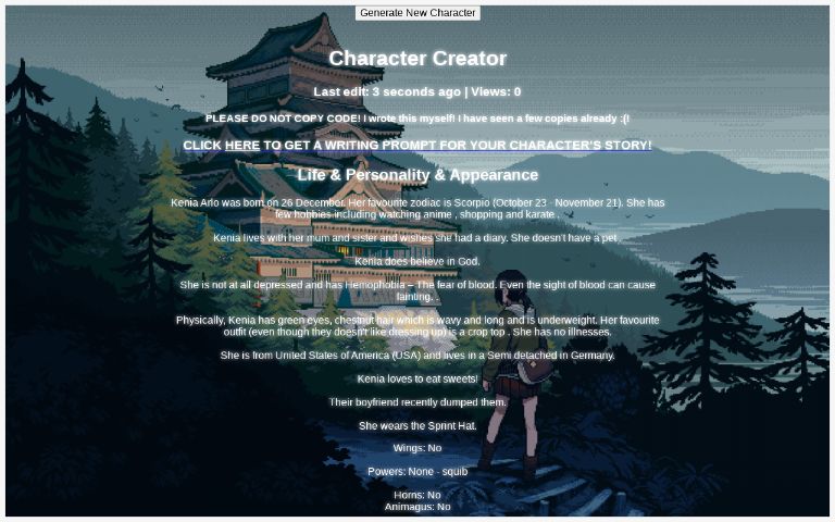 Character Creator ― Perchance Generator