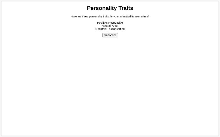 Personality Traits ― Perchance Generator