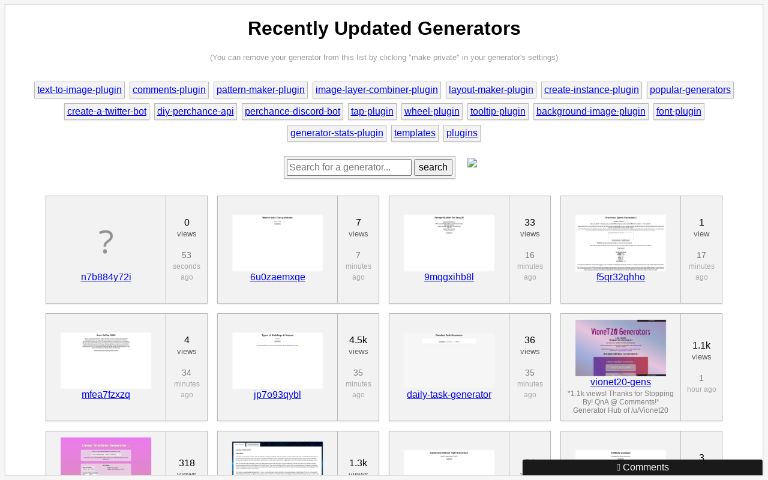 Recently Updated Generators