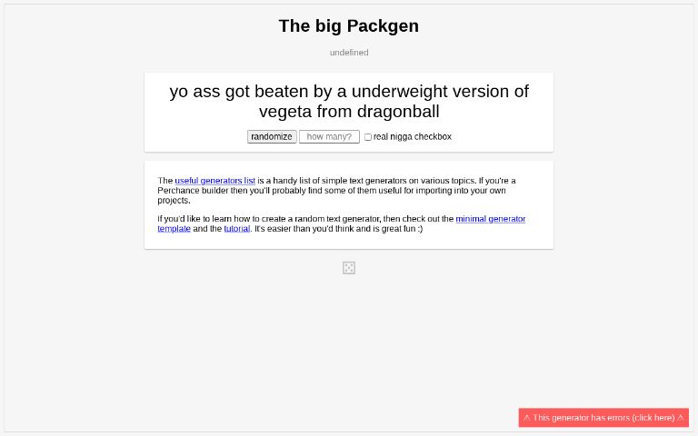 The big Packgen ― Perchance Generator