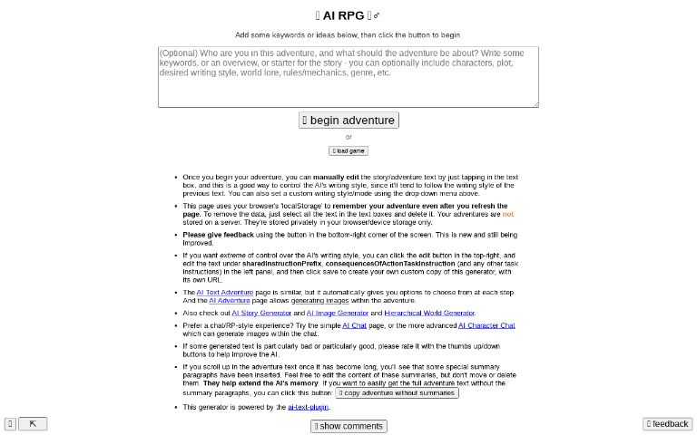 🗡️ AI RPG - Text Adventure - free, unlimited, no sign-up ― Perchance ...