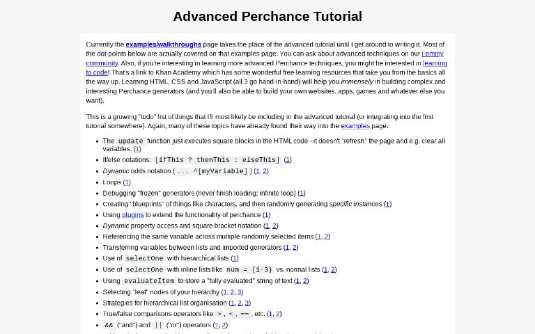 Advanced Perchance Tutorial ― Perchance Generator