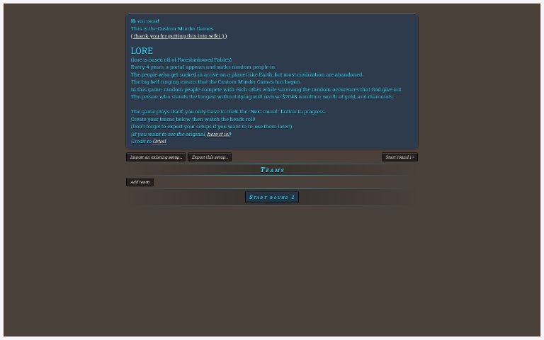 Murder Games ― Perchance Generator