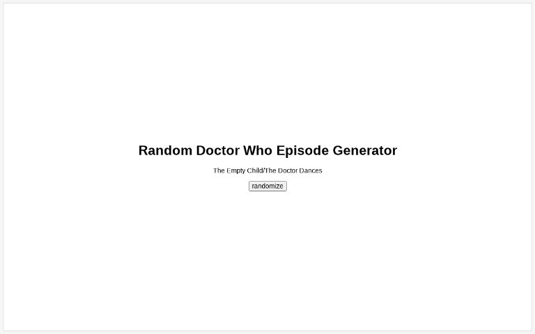 Random Doctor Who Episode Generator