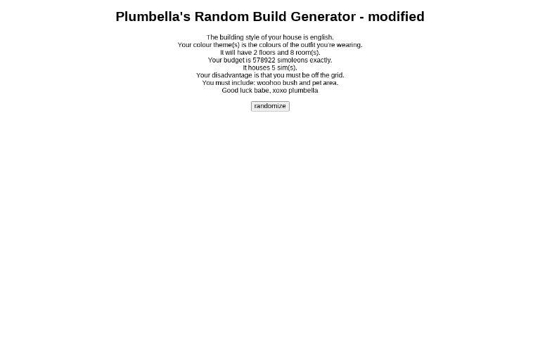 Plumbella's Random Build Generator - modified