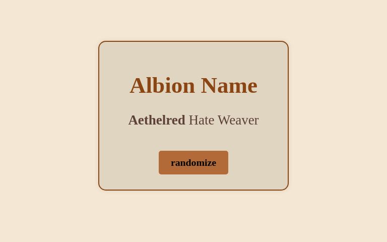 Albion Name ― Perchance Generator