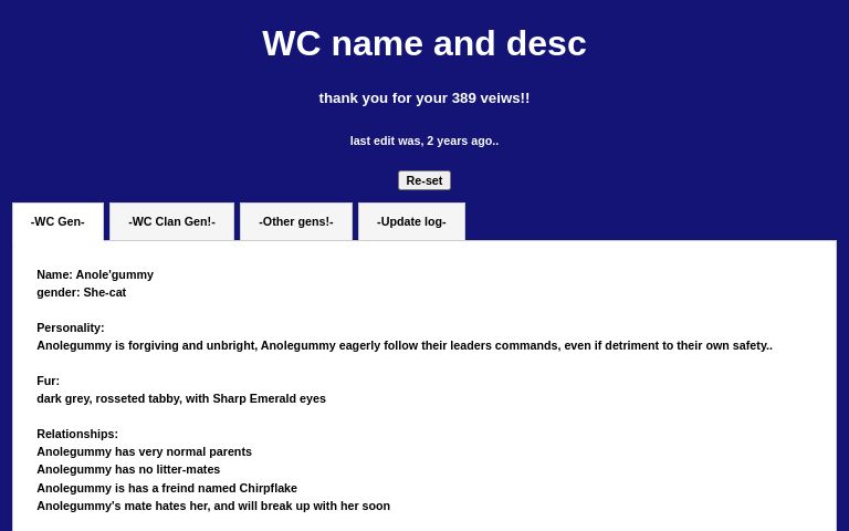 WC name and desc ― Perchance Generator
