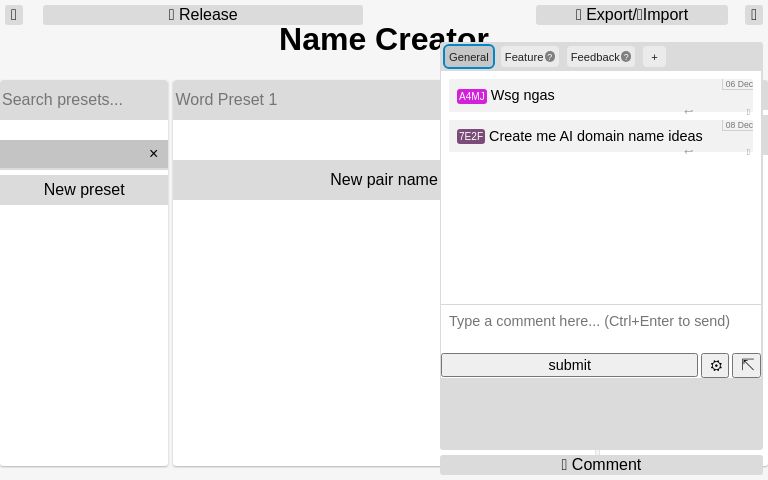 Name Creator ― Perchance Generator