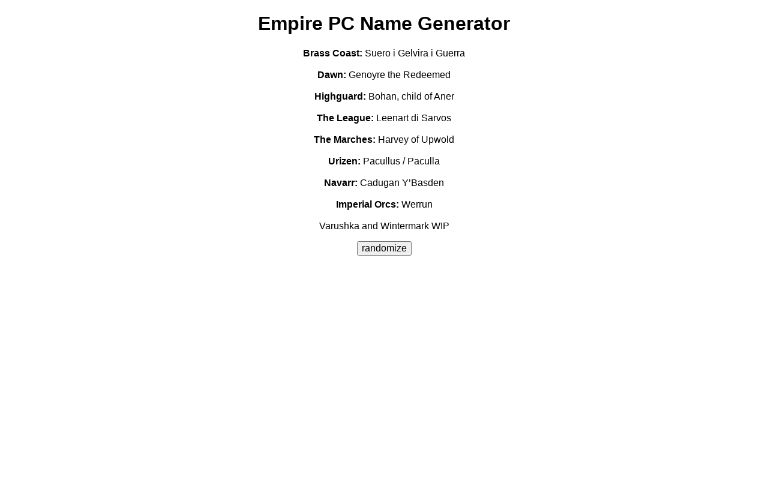 Empire PC Name Generator