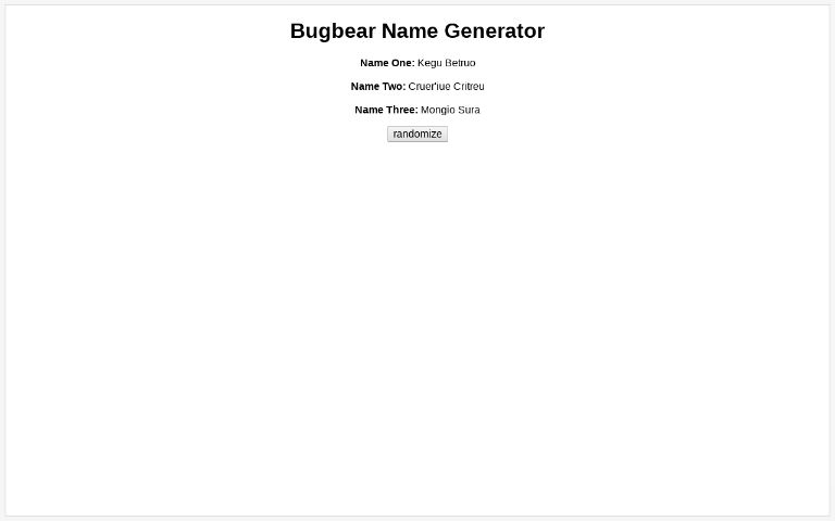 Bugbear Name Generator