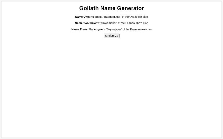 Goliath Name Generator