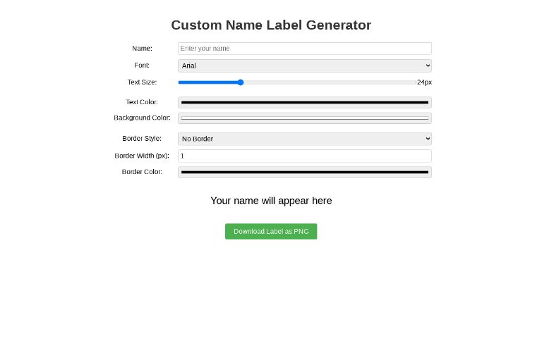Custom Name Label Generator