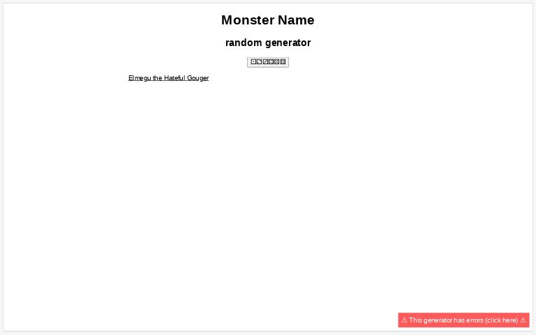 Monster Name ― Perchance Generator