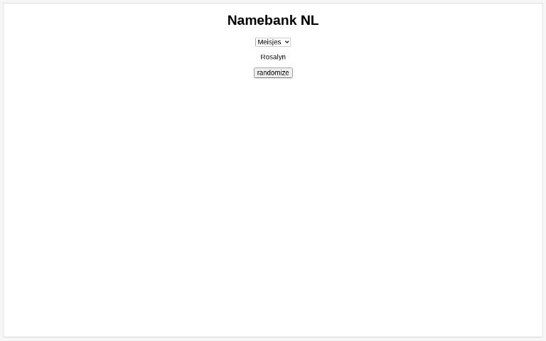 Namebank NL ― Perchance Generator