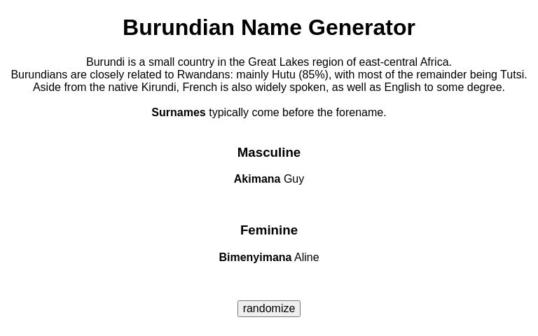 Burundian Name Generator