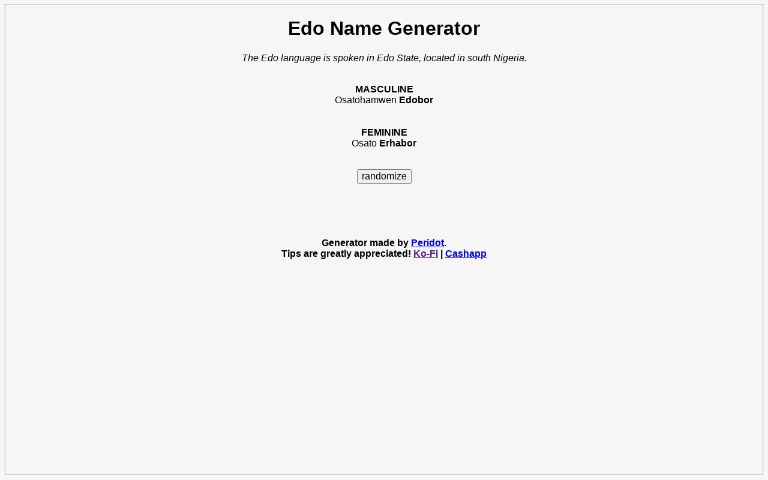 Edo Name Generator