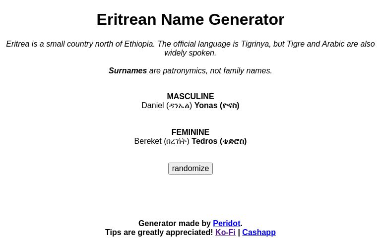 Eritrean Name Generator