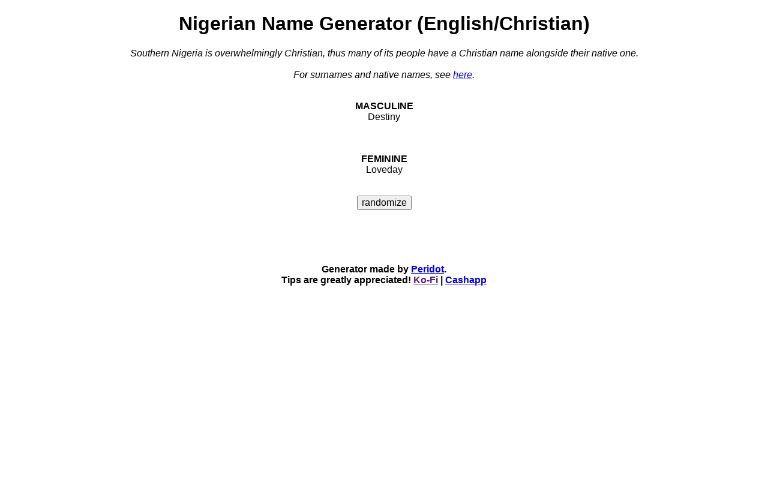 Nigerian Name Generator (English/Christian)
