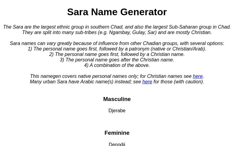 Sara Name Generator