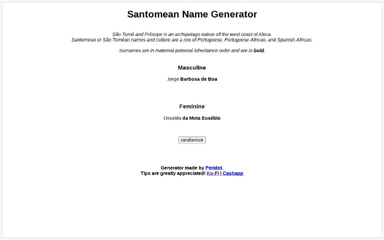 Santomean Name Generator