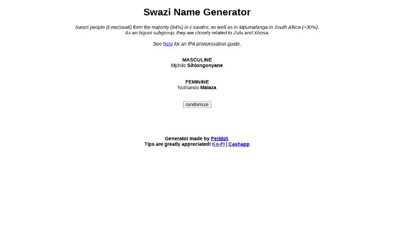Swazi Name Generator