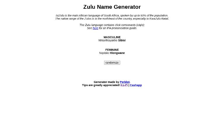 Zulu Name Generator
