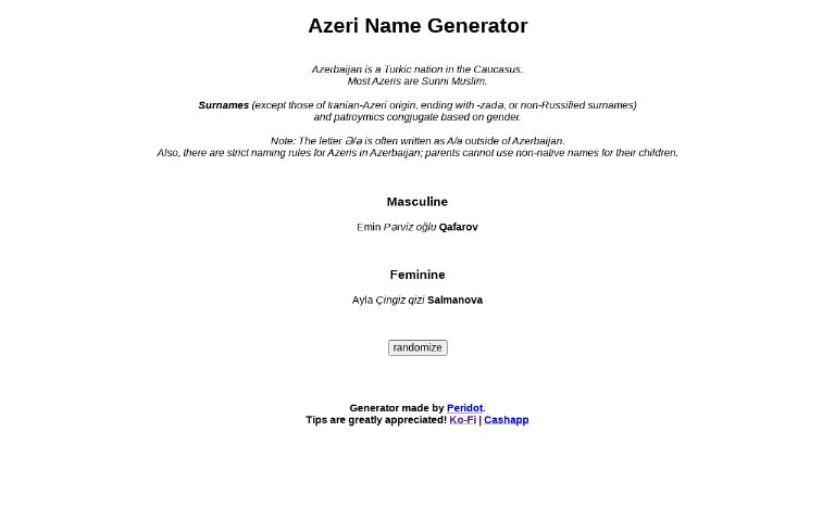 Azeri Name Generator