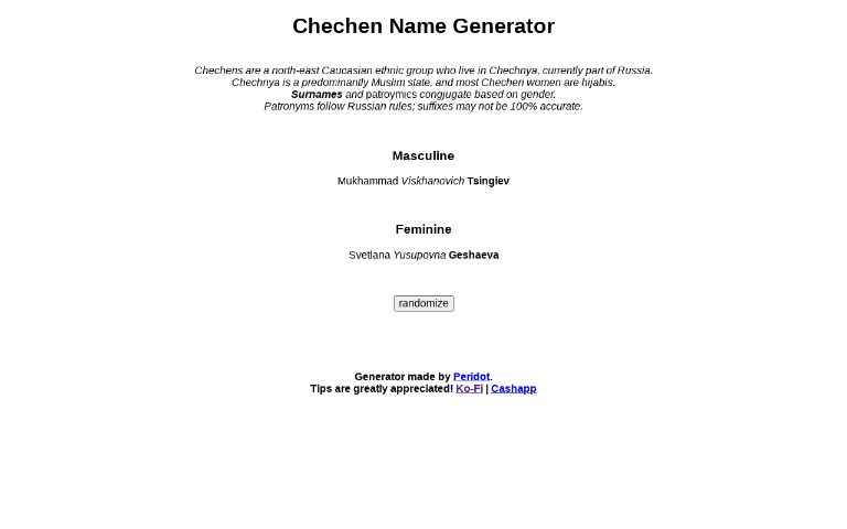 Chechen Name Generator
