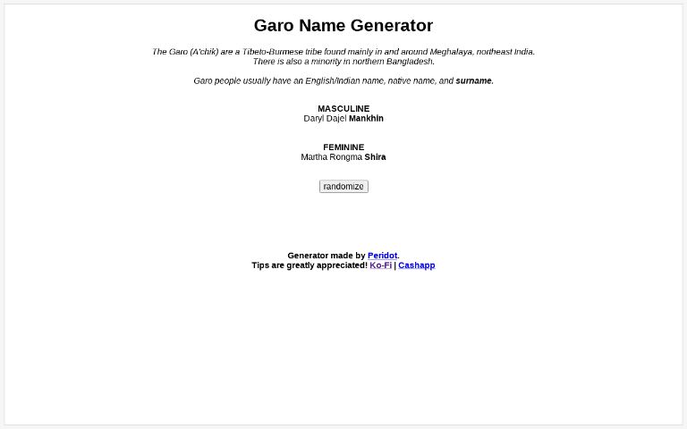 Garo Name Generator