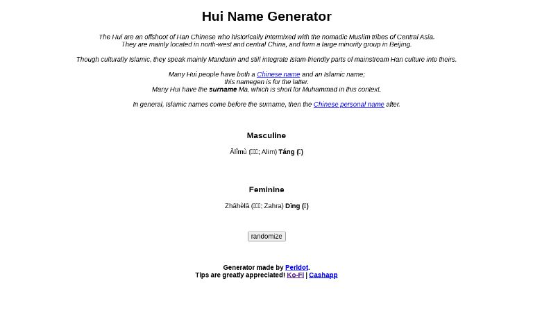 Hui Name Generator