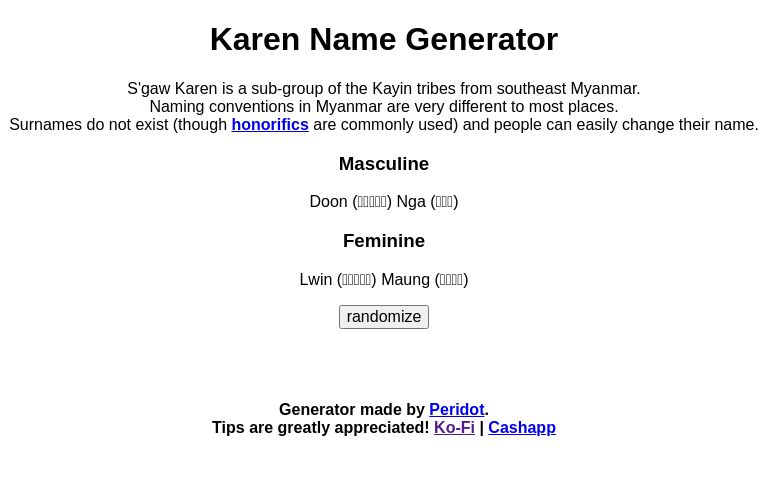 Karen Name Generator