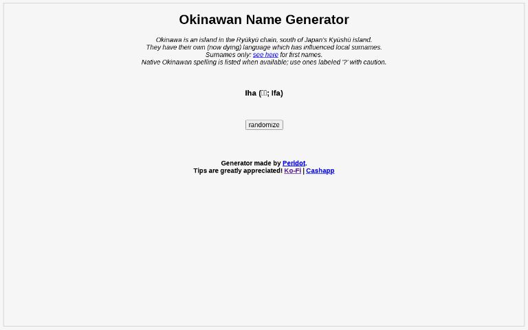 Okinawan Name Generator