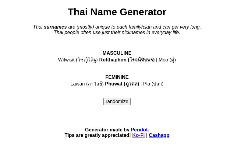 Thai Name Generator