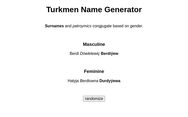 Turkmen Name Generator