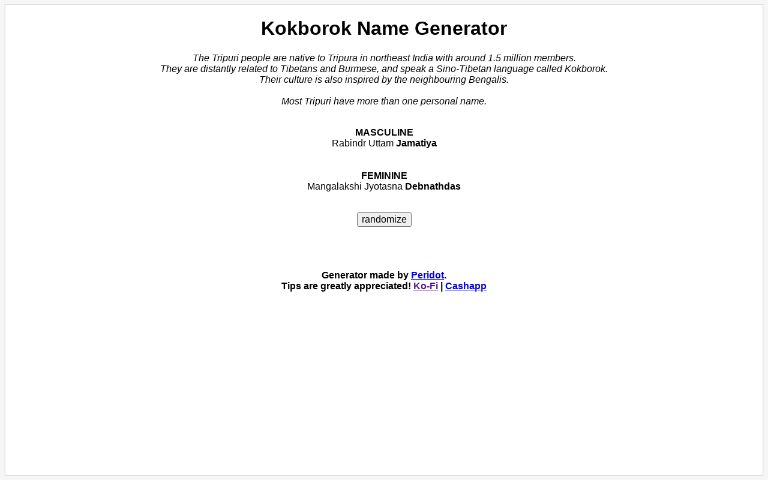 Kokborok Name Generator