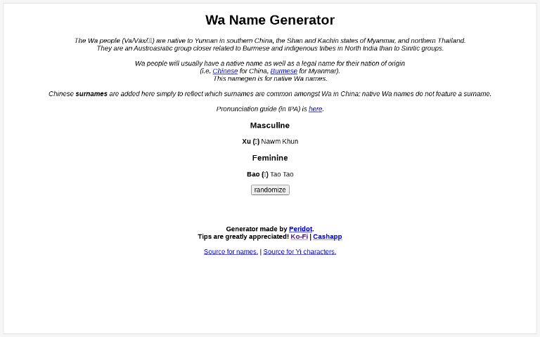 Wa Name Generator