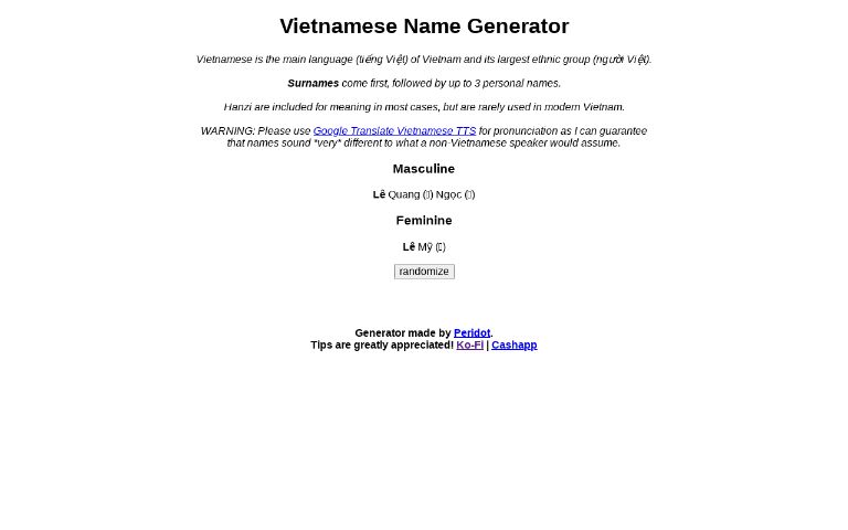 Vietnamese Name Generator