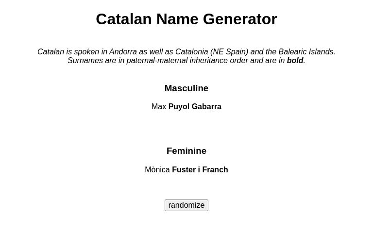 Catalan Name Generator