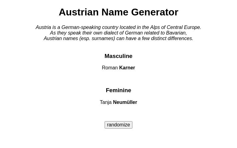 Austrian Name Generator