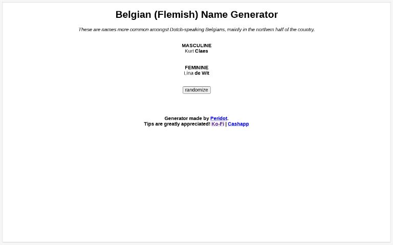 Belgian (Flemish) Name Generator
