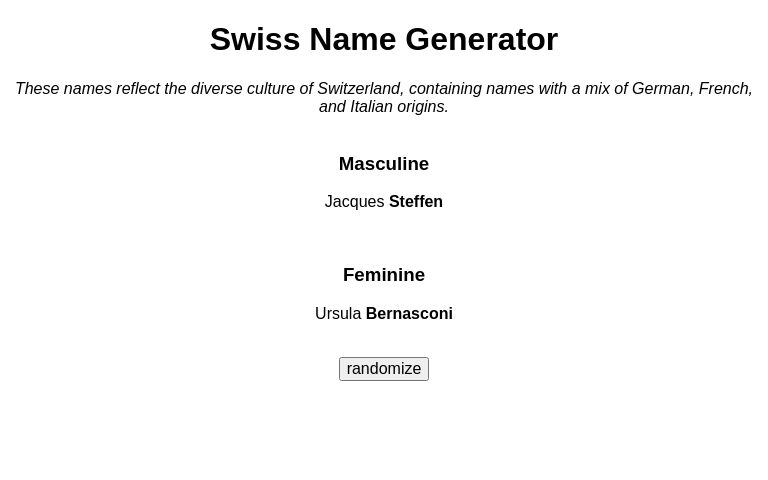 Swiss Name Generator
