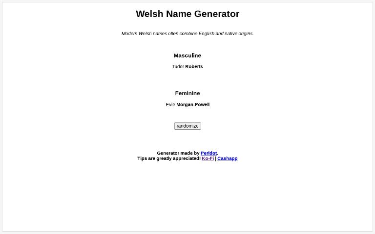 Welsh Name Generator